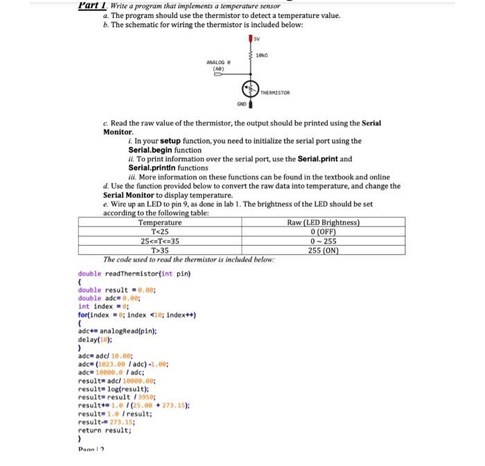 Solved Part 1. Write a prognam that implements a temperature | Chegg.com