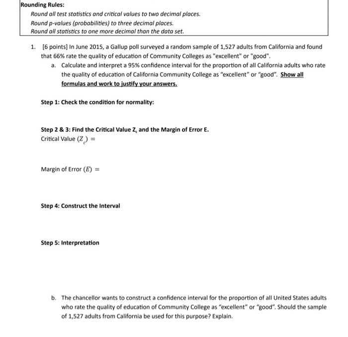Solved Rounding Rules: Round all test statistics and | Chegg.com