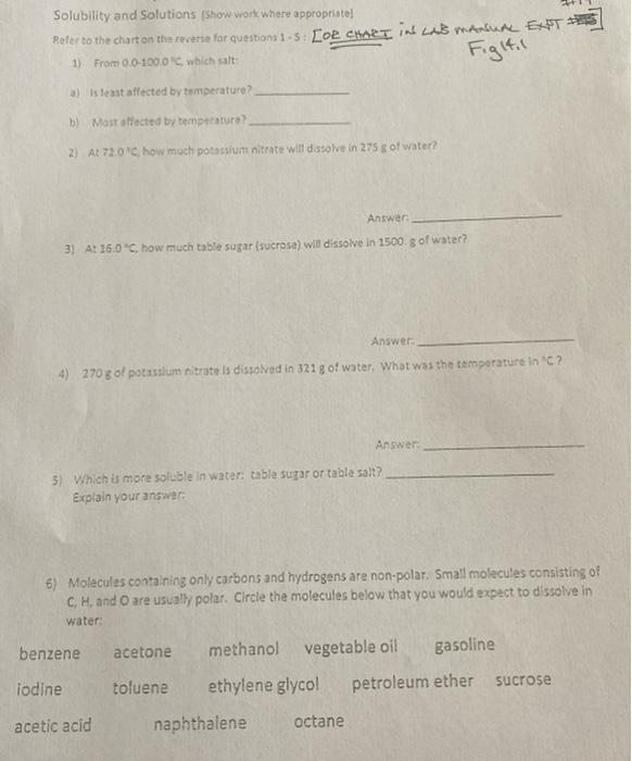 Solved Solubility and Solutions Show work where appropriate | Chegg.com
