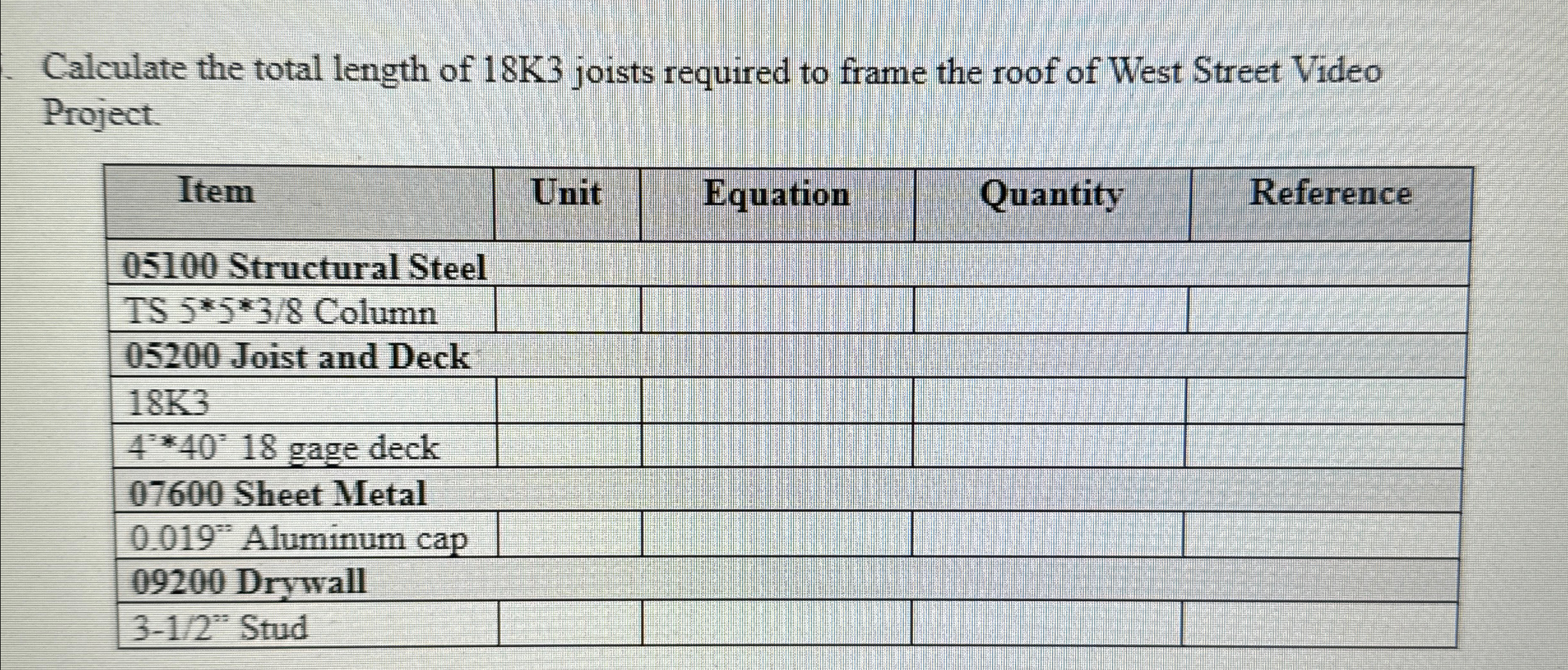 Solved Calculate the total length of 18K3 ﻿joists required | Chegg.com