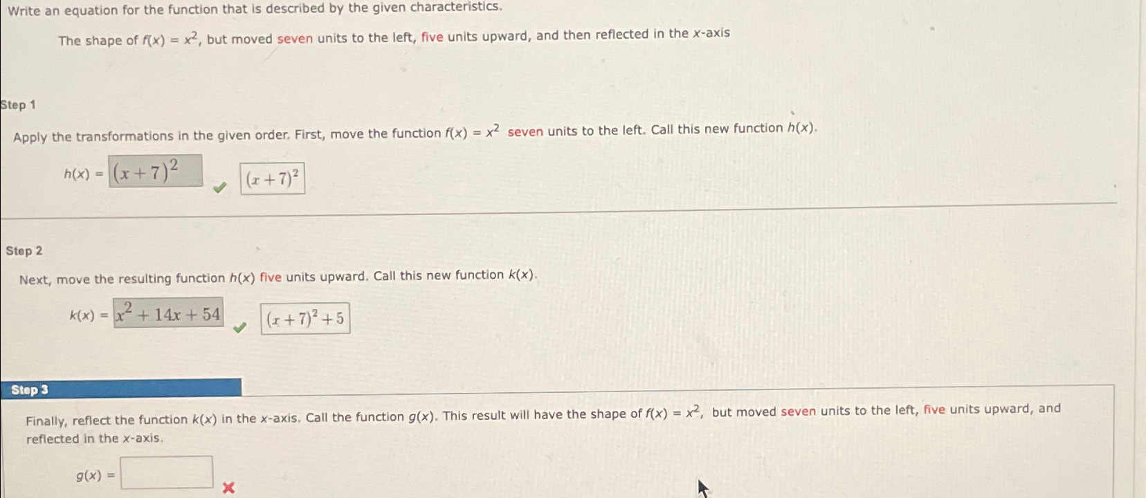 Solved Write an equation for the function that is described | Chegg.com