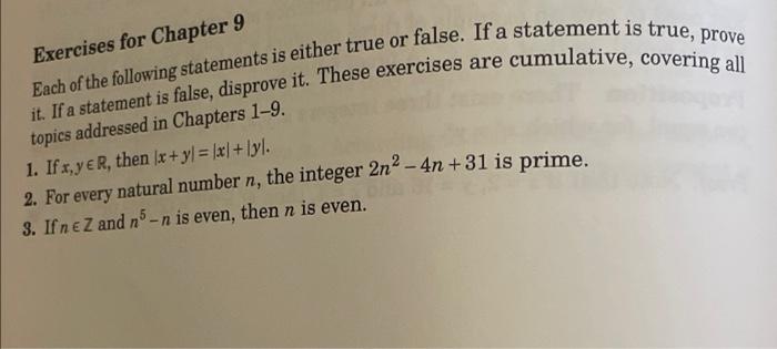 Solved Exercises for Chapter 9 Each of the following | Chegg.com