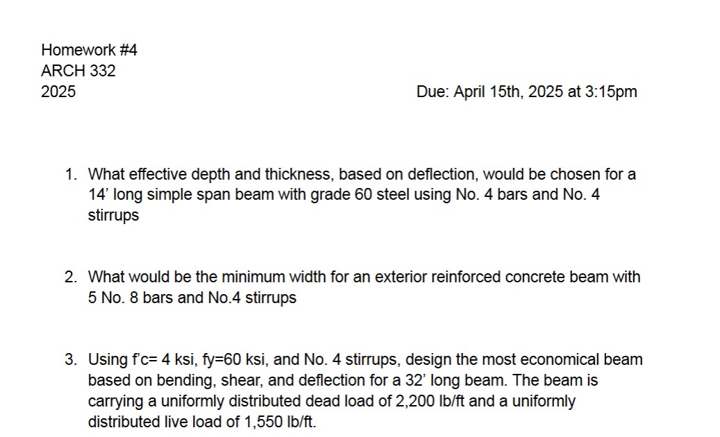 Solved 1. ﻿What effective depth and thickness, based on | Chegg.com
