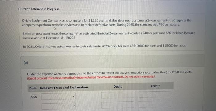 Solved Oriole Equipment Company sells computers for $1,220 | Chegg.com