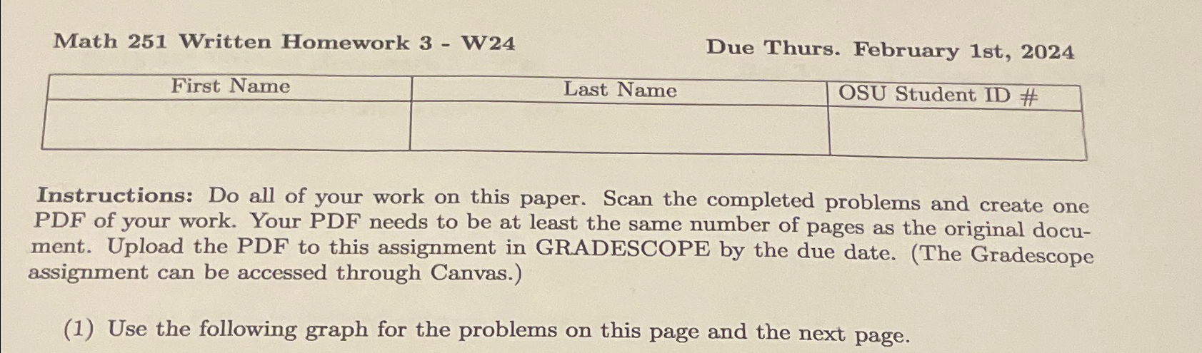 Solved Math 251 ﻿Written Homework 3 - ﻿W24Due Thurs. | Chegg.com
