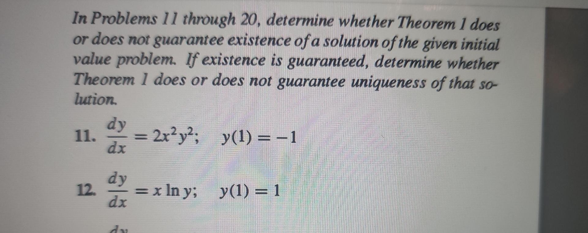 Solved In Problems 11 through 20 , determine whether Theorem | Chegg.com