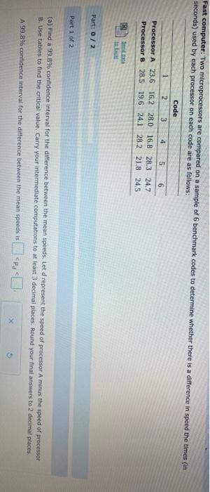 Solved Fast computer: Two microprocessors are compared on a | Chegg.com