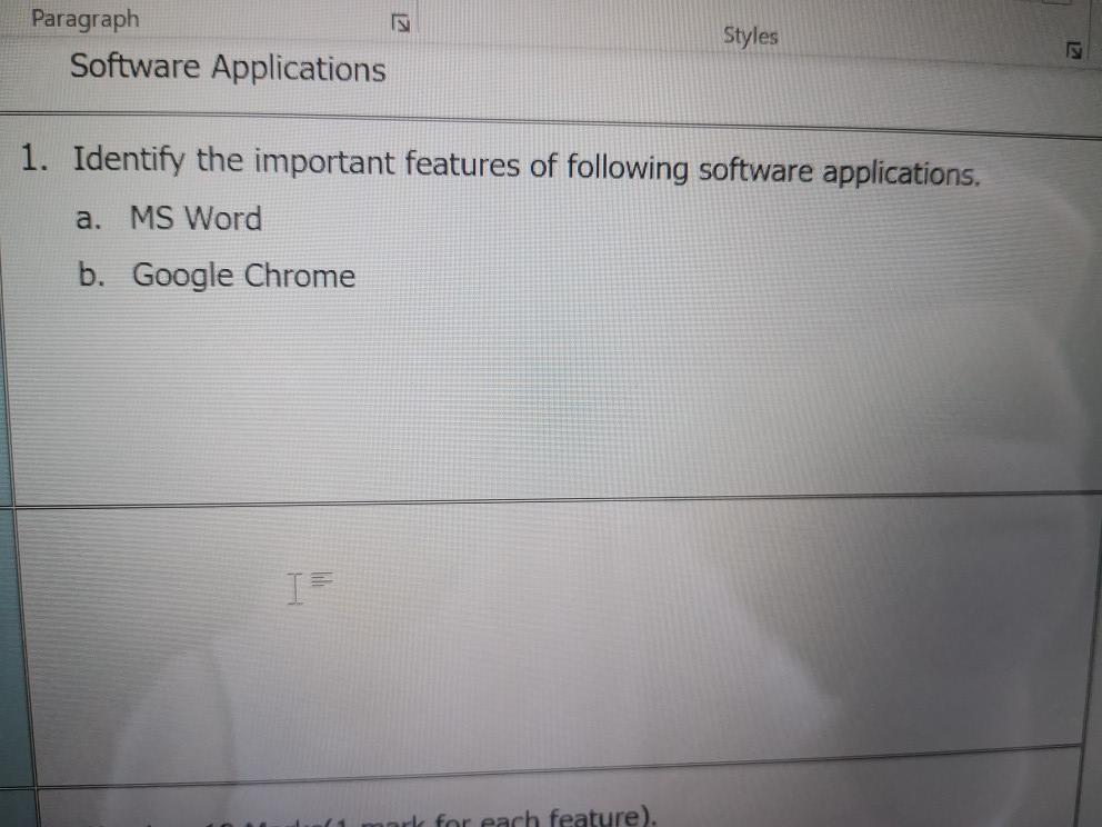 Solved Paragraph Software Applications Styles 1. Identify | Chegg.com