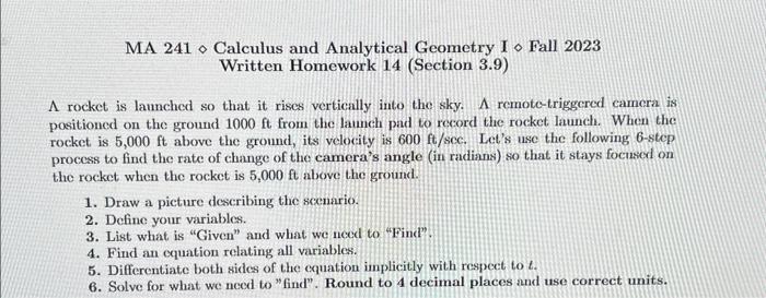 MA 241⋄ Calculus and Analytical Geometry I ⋄ Fall | Chegg.com