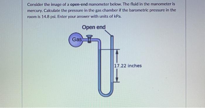 Solved Consider the image of a open-end manometer below. The | Chegg.com
