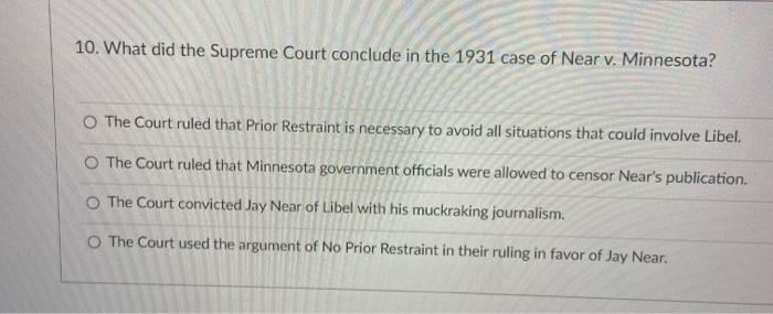 10. What did the Supreme Court conclude in the 1931 | Chegg.com
