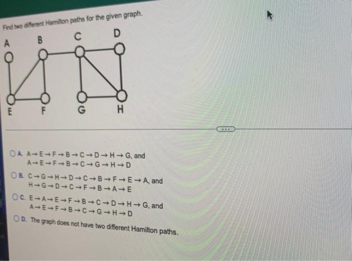 Solved Find two different Hamilton paths for the given | Chegg.com