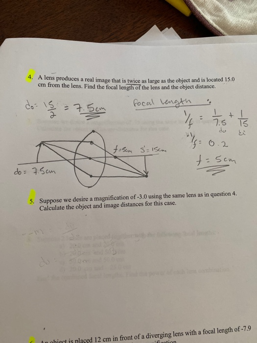 Solved A lens produces a real image that is twice as large | Chegg.com