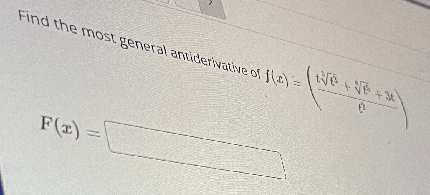 Solved Find the most general antiderivative of | Chegg.com