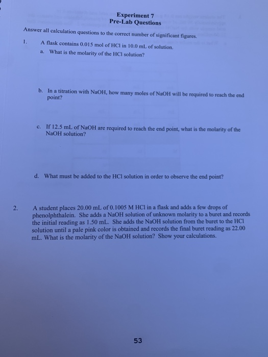 Solved Experiment 7 Pre-Lab Questions Answer all calculation | Chegg.com
