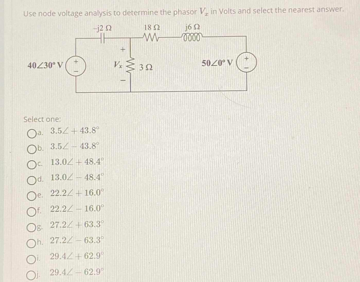 Solved Use node voltage analysis to determine the phasor Vx | Chegg.com