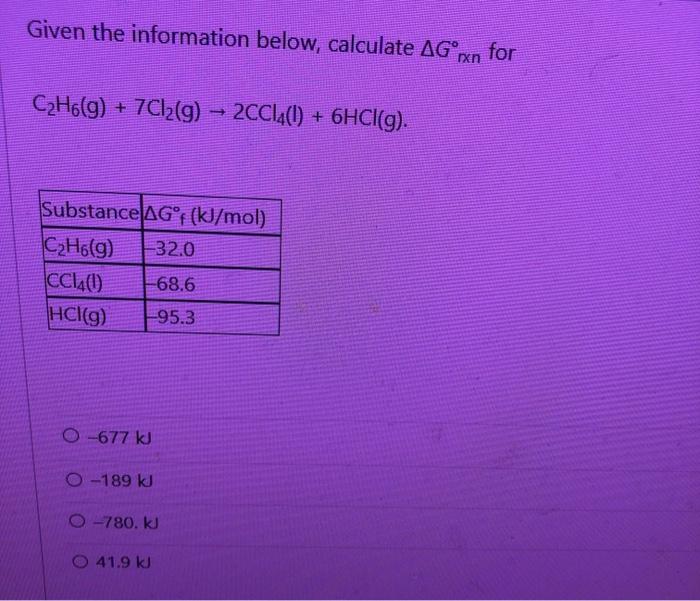 Solved Given the information below, calculate AGºrxn for | Chegg.com