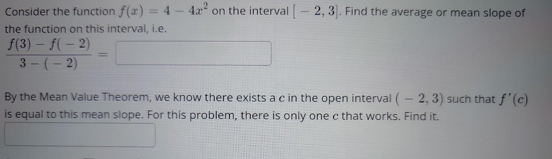 Solved Consider the function f(x)=4−4x2 on the interval | Chegg.com