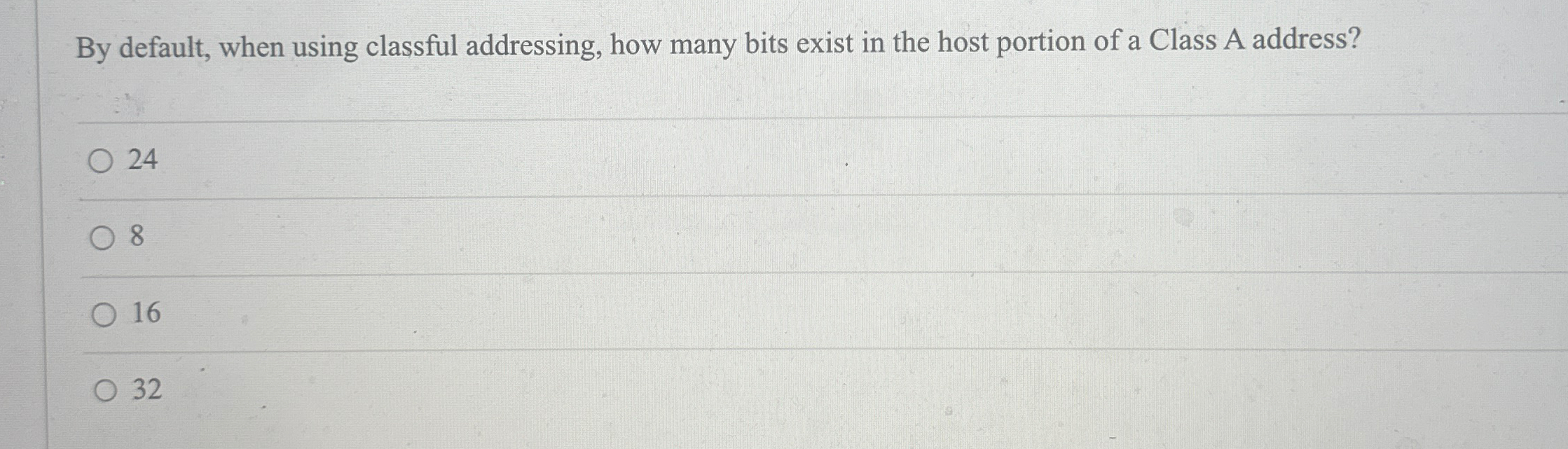 Solved By default, when using classful addressing, how many | Chegg.com