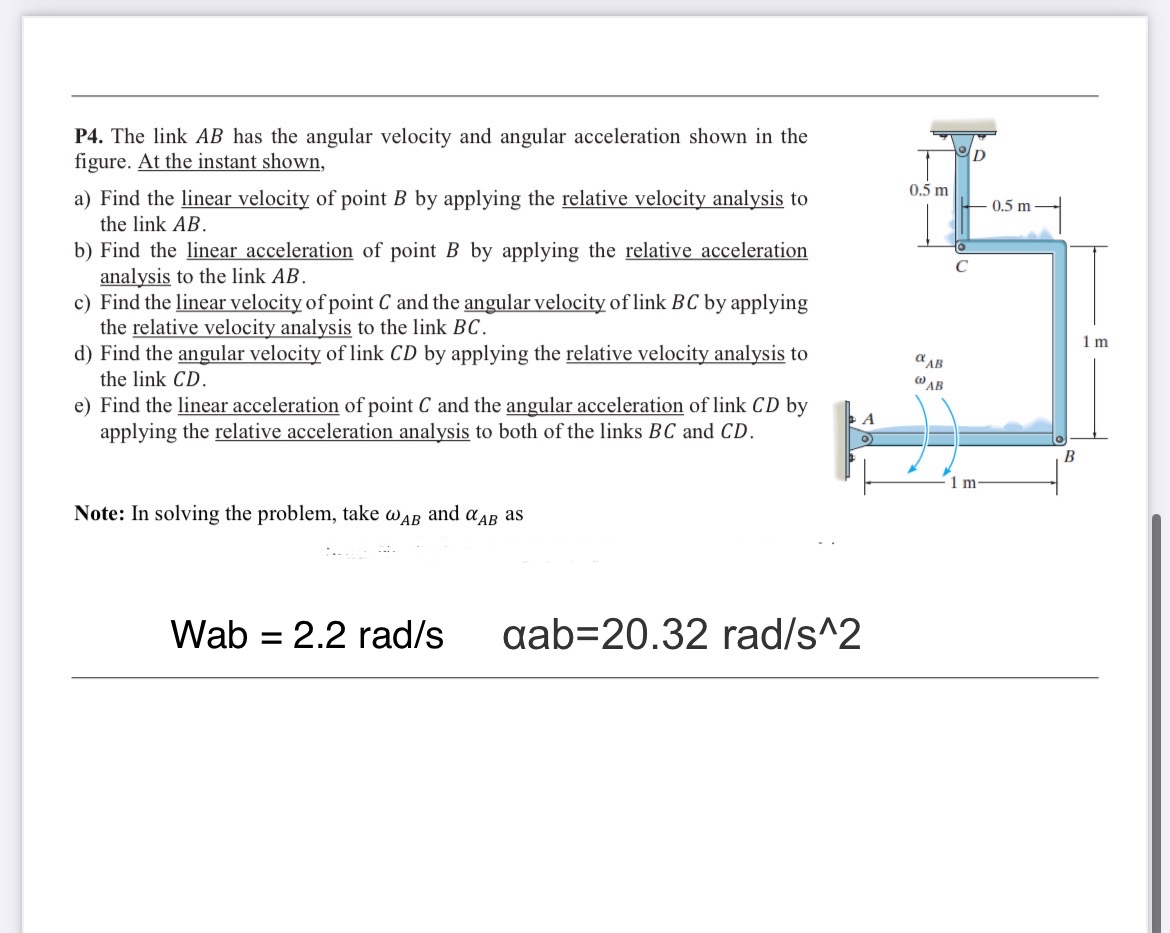 Solved P4. ﻿The link AB ﻿has the angular velocity and | Chegg.com