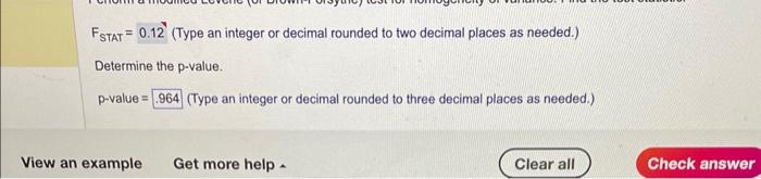 Solved FSTAT =0.12 (Type an integer or decimal rounded to | Chegg.com