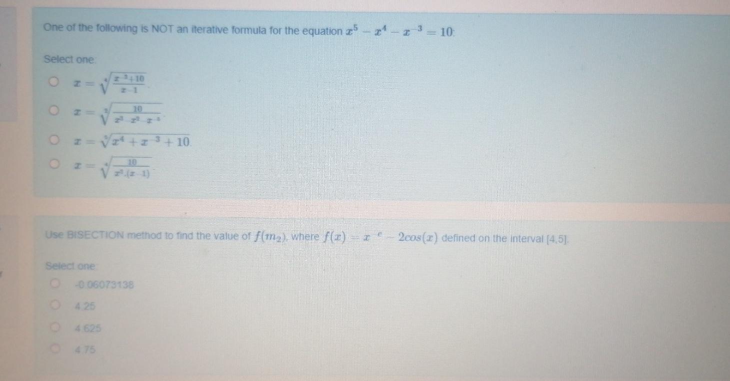 Solved One of the following is NOT an iterative formula for | Chegg.com