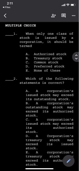 Solved MULTIPLE CHOICE | Chegg.com