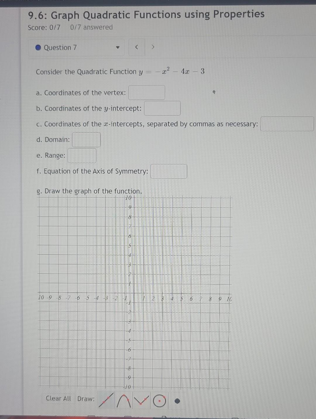 Solved 9.6: Graph Quadratic Functions using Properties | Chegg.com