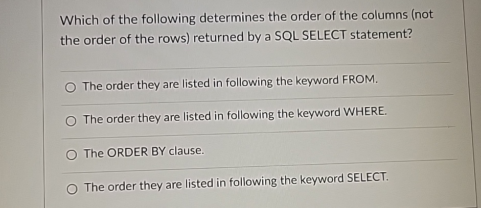 Solved Which of the following determines the order of the | Chegg.com
