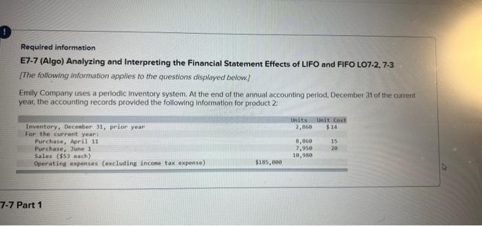 Solved Required information E7-7 (Algo) Analyzing and | Chegg.com