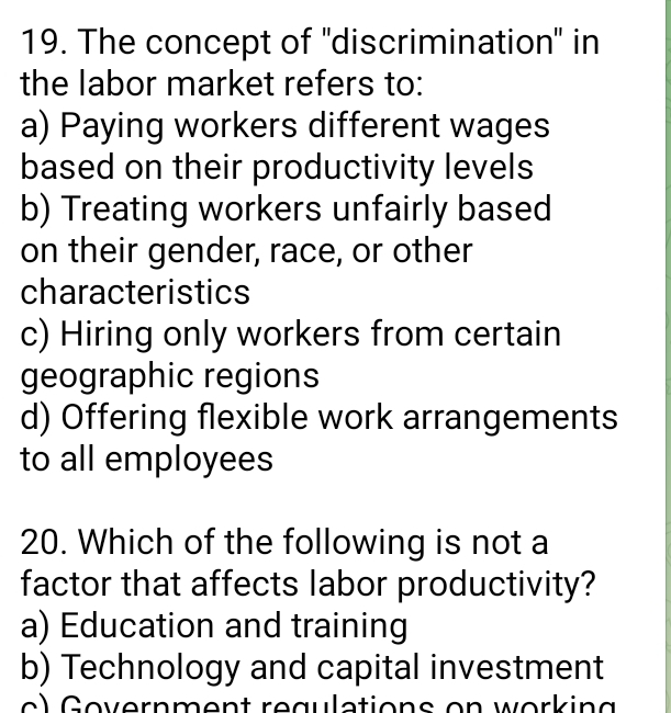 Solved Economics: The concept of "discrimination" in the | Chegg.com