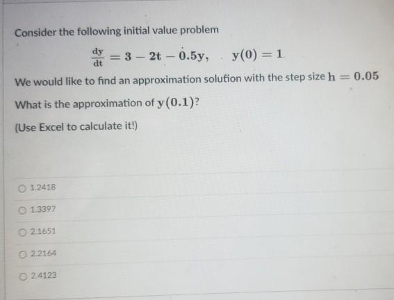Solved Consider the following initial value problem dy = 3 – | Chegg.com