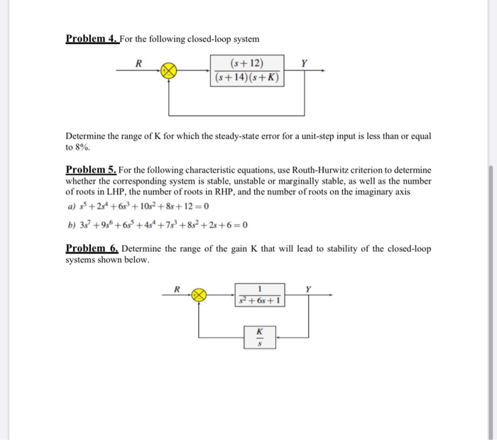 Solved Problem 1 Consider The Closed Loop System Shown In 