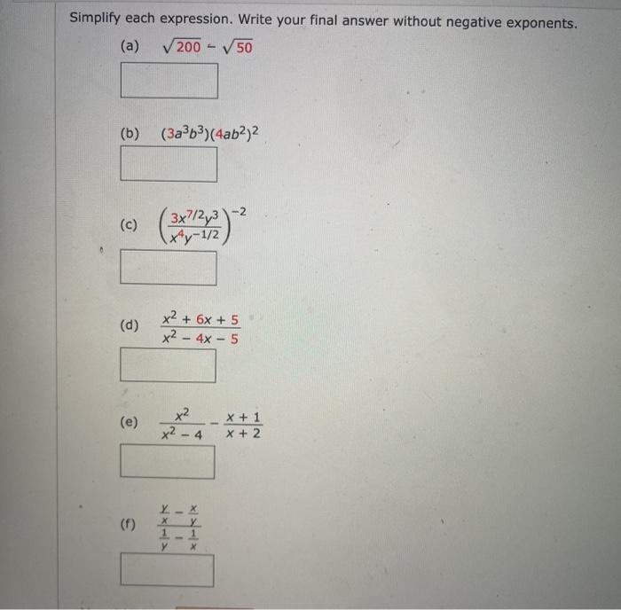 Solved Simplify each expression. Write your final answer | Chegg.com