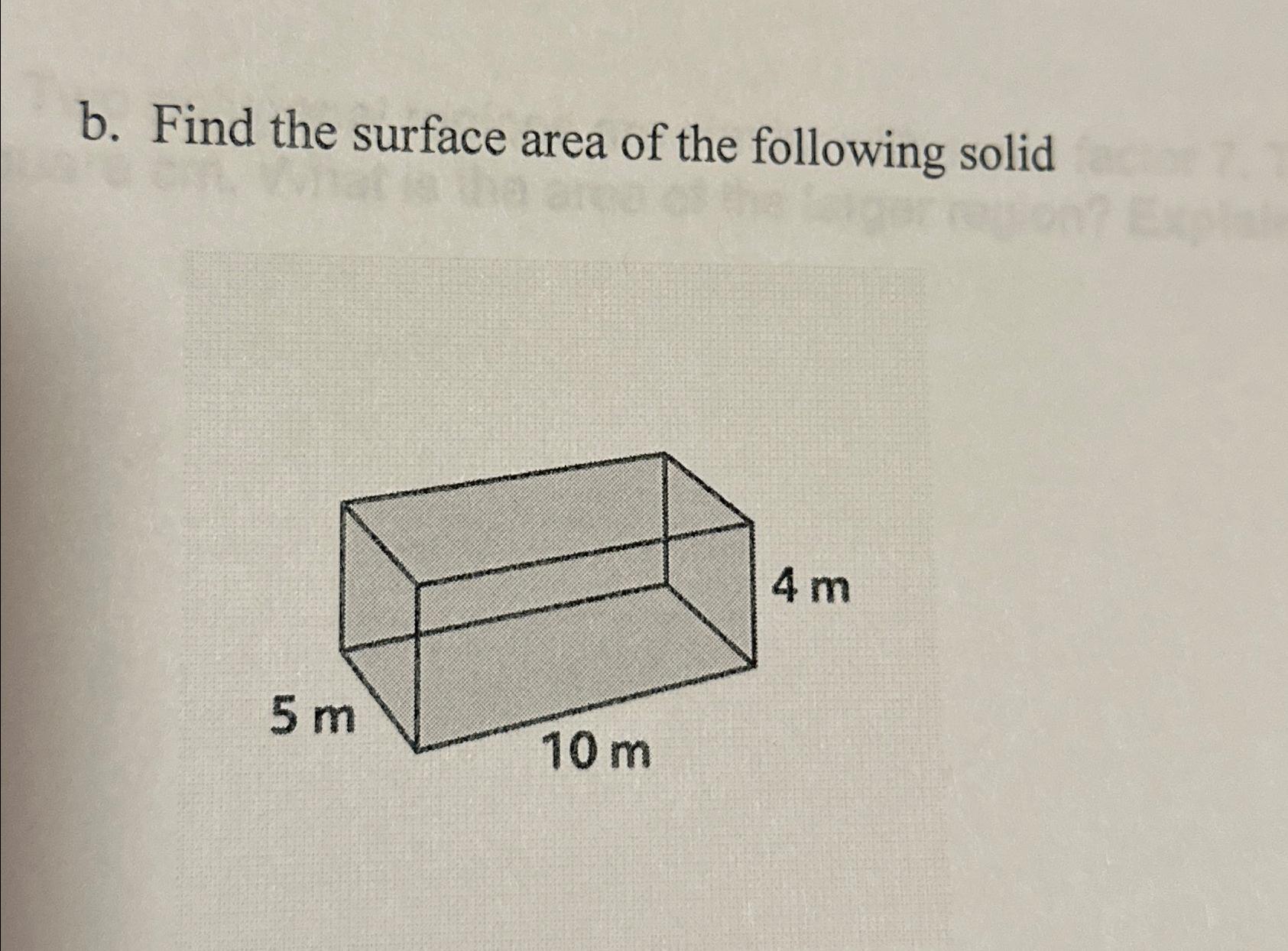 Solved b. ﻿Find the surface area of the following solid | Chegg.com