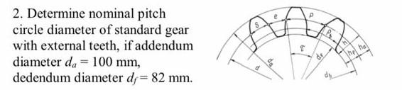 Solved 2. Determine nominal pitch circle diameter of | Chegg.com