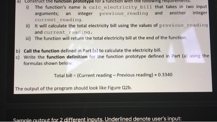 Solved a) construct the function prototype for a function | Chegg.com