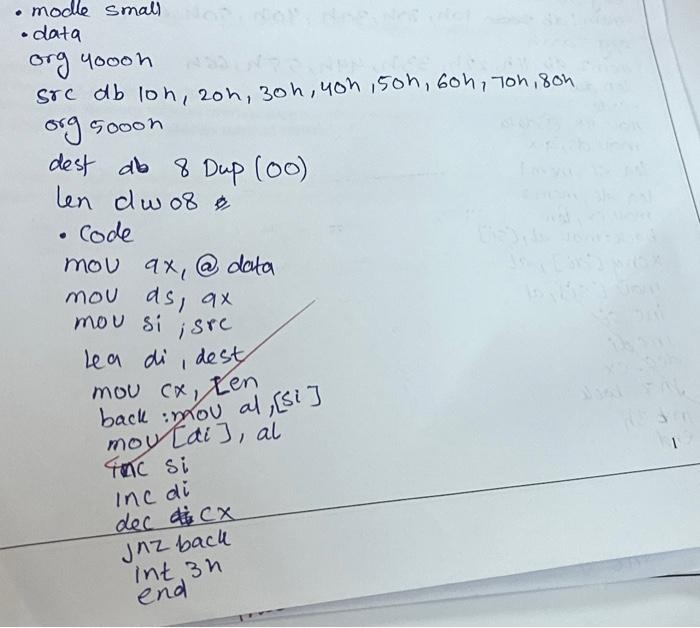 Solved Write an ALP to transfer block of data word by word ( | Chegg.com