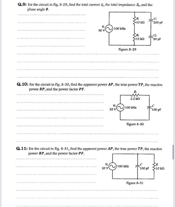 Solved Q.9: For the circuit in Fig. 8-29, find the total | Chegg.com