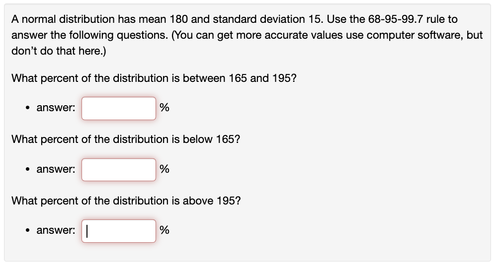 Solved A Normal Distribution Has Mean 180 ﻿and Standard