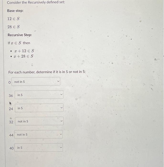 Solved Consider the Recursively defined set: Base step: | Chegg.com