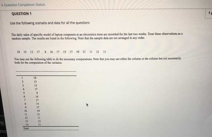 Solved Question Completion Status: QUESTION 1 Use the | Chegg.com