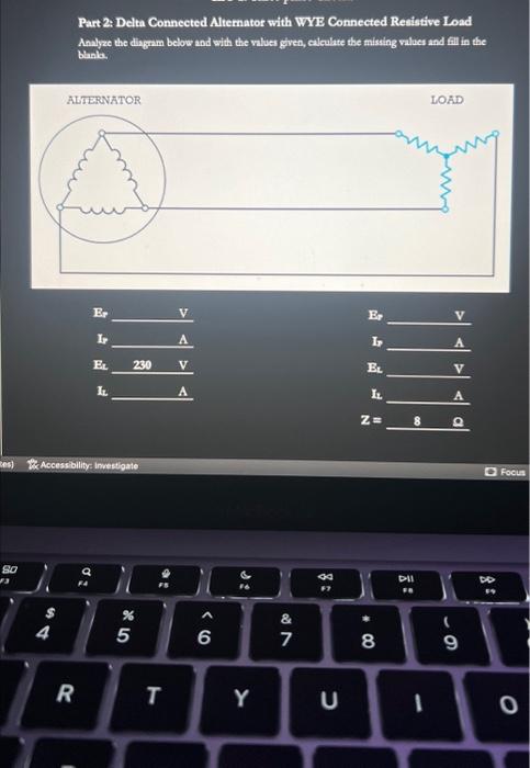 Solved Part 1: WYE Connected Altemator with Delta Connected | Chegg.com