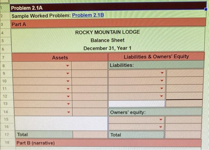 Solved PROBLEM 2.1A Preparing and Evaluating a Balance Sheet | Chegg.com