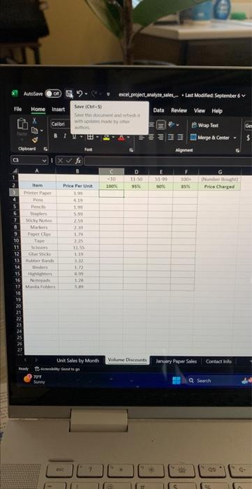 Solved . On the Volume Discounts sheet: Fill in C3:F17 by | Chegg.com