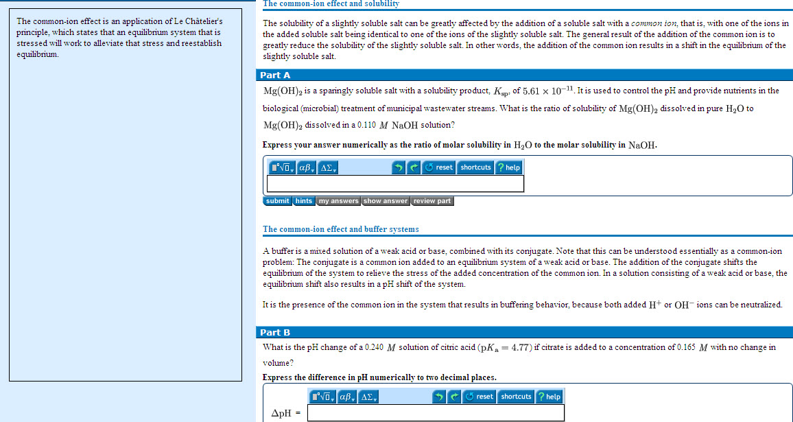 Solved The common-ion effect is an application of Le | Chegg.com