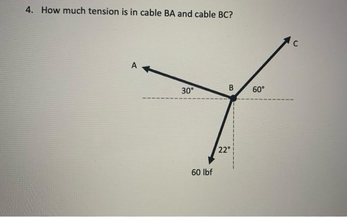 Solved 4. How much tension is in cable BA and cable BC? с A | Chegg.com