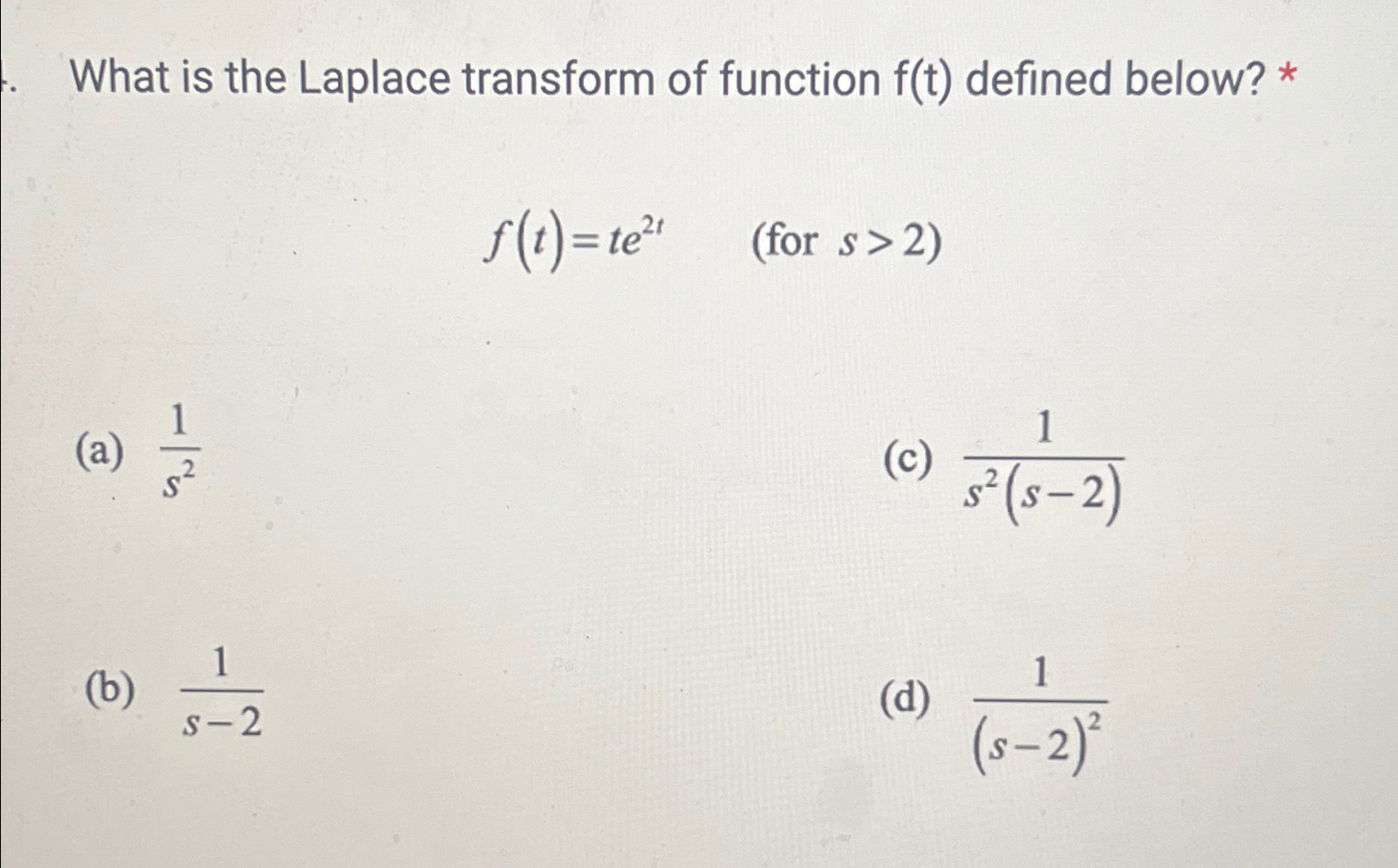 Solved What is the Laplace transform of function f(t) | Chegg.com