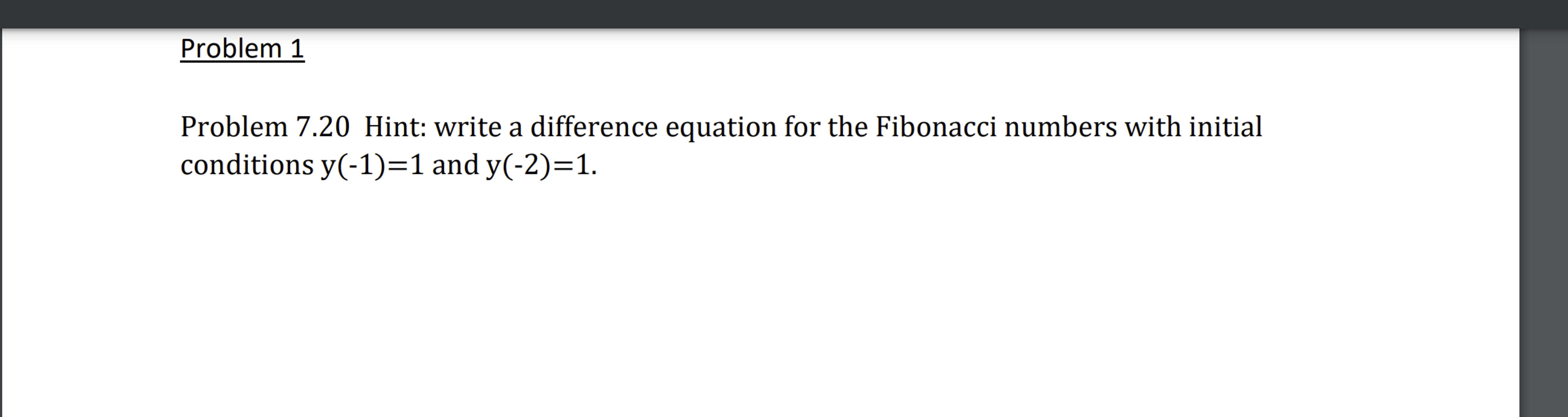 Solved Problem 1Problem 7.20 ﻿Hint: write a difference | Chegg.com