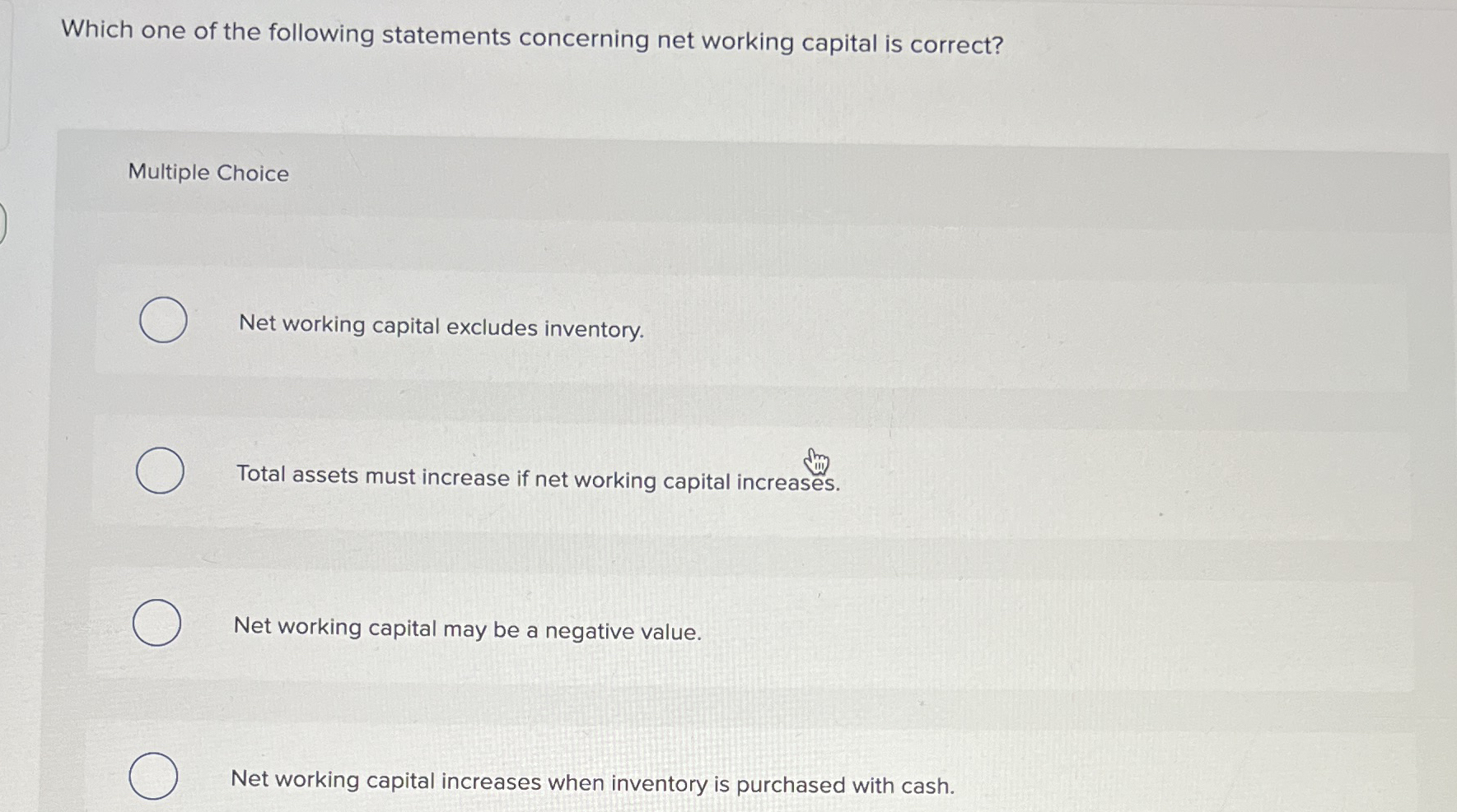 Solved Which one of the following statements concerning net | Chegg.com